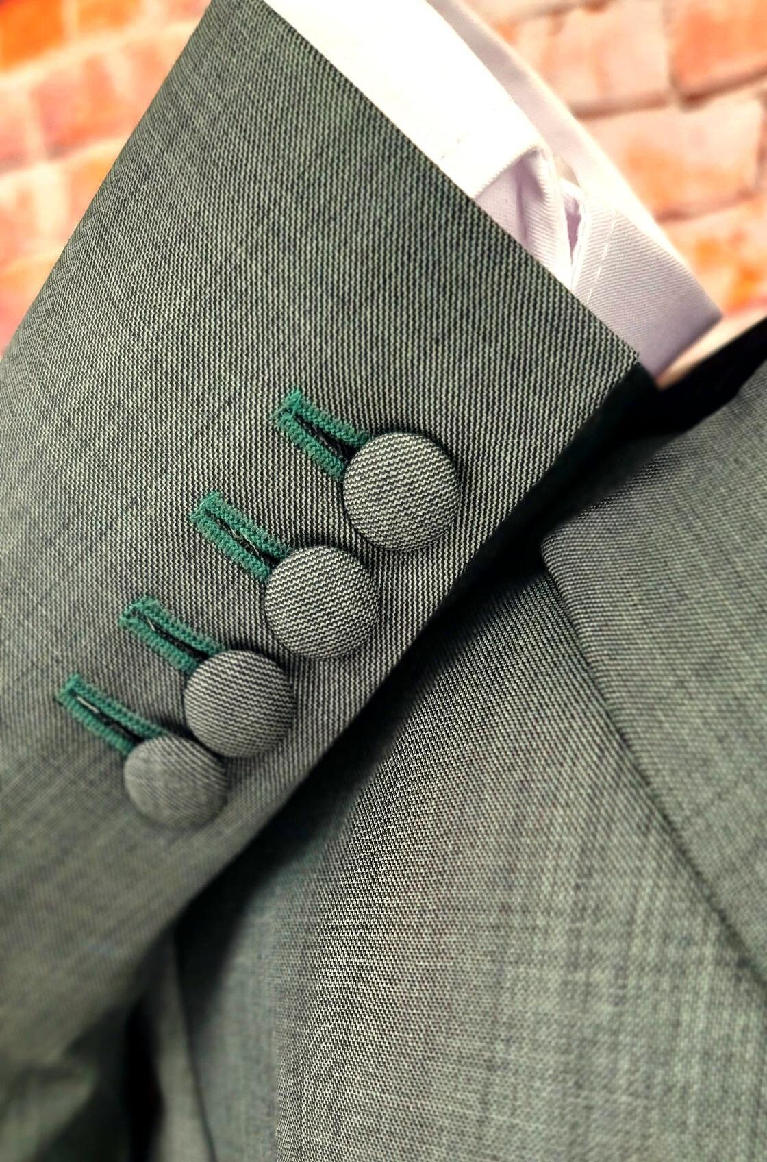 Mod Suit Skinhead 3 Button Tailored Fit Green & Black Fine 100% Wool ...