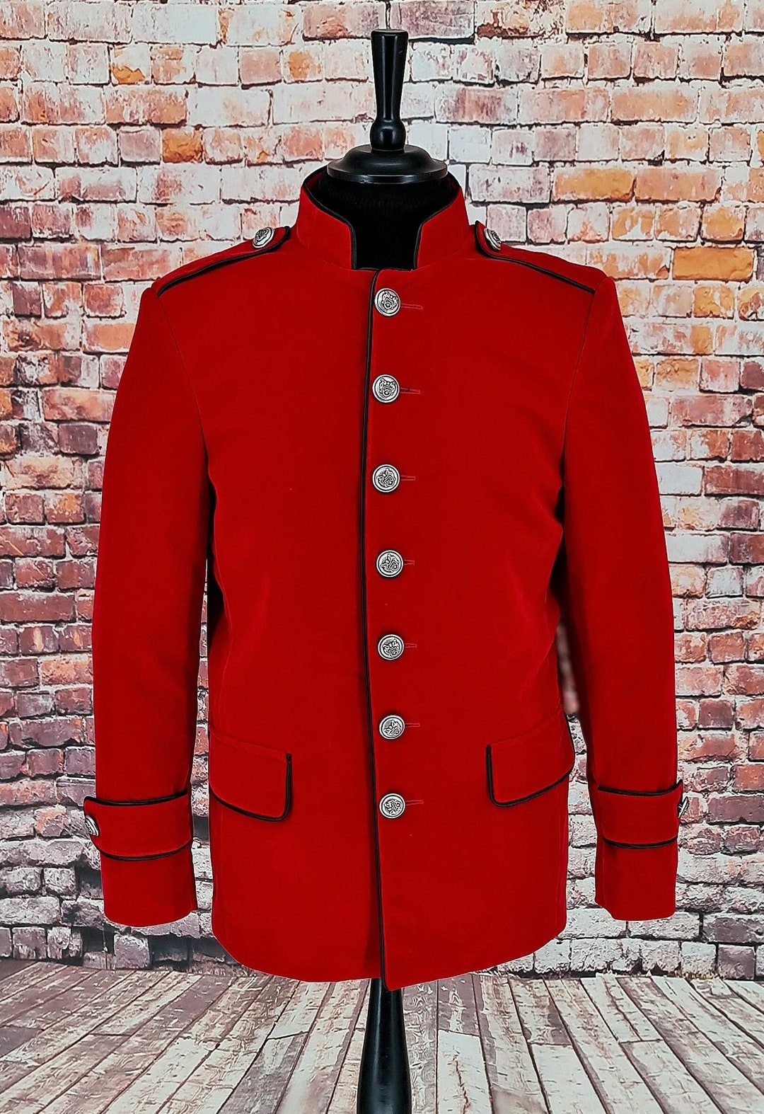 Red Velvet Military Style Jacket Retro 1960's Mod Jacket Tailor Fit - Etsy