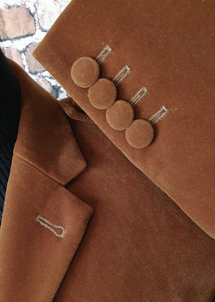 Tobacco Velvet Safari Jacket Retro 1960's Mod Jacket 4 Top Flap Pocket ...