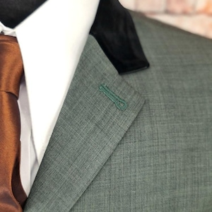 Mod Suit Skinhead 3 Button Tailored Fit Green & Black Fine 100% Wool ...