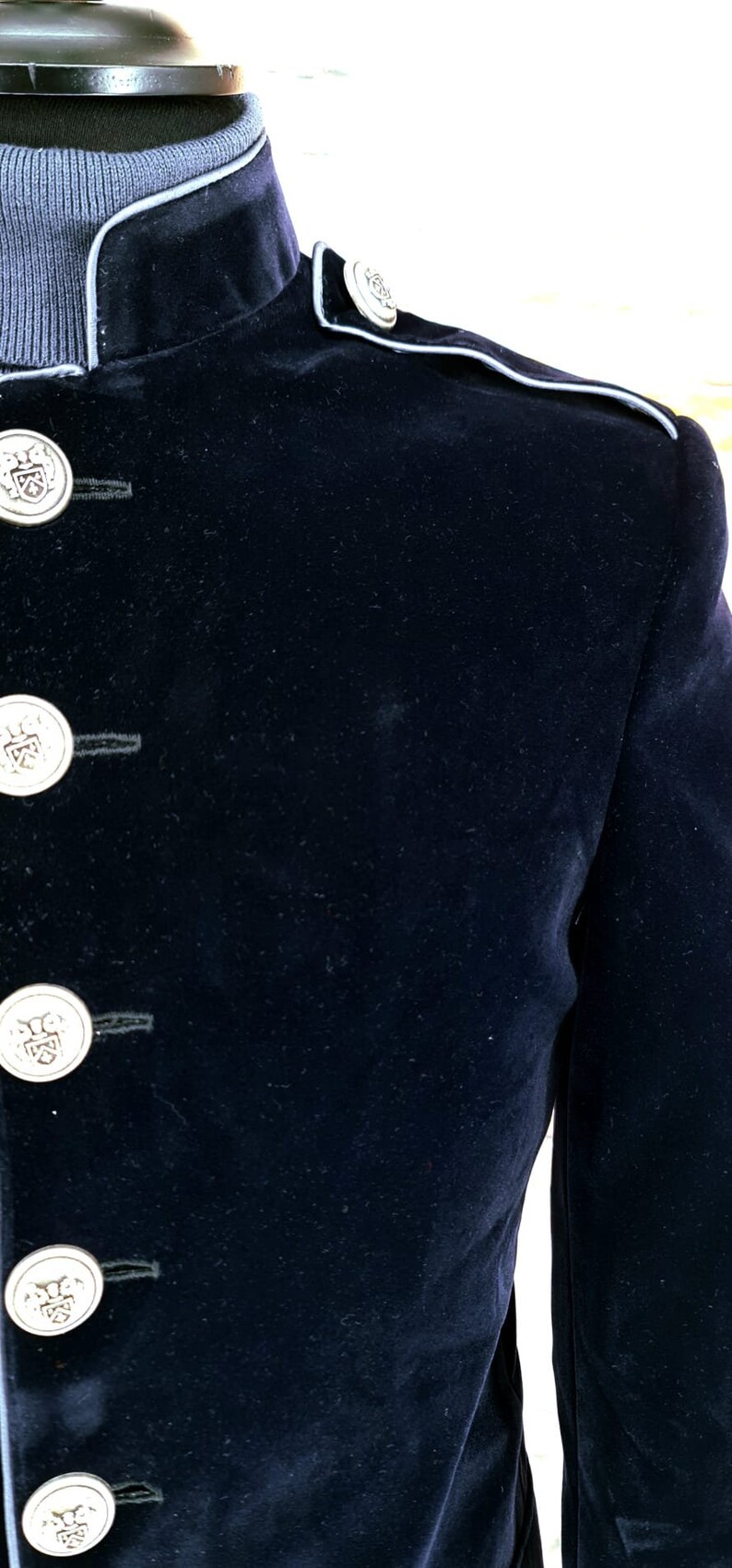 Navy Velvet Military Style Jacket Retro 1960's Mod Jacket Tailor Fit - Etsy