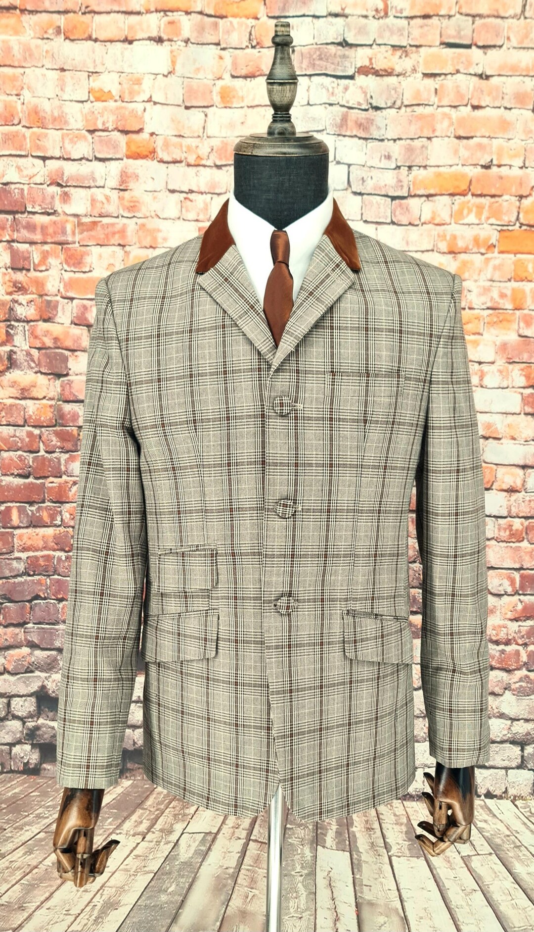 Mod Suit Brown & Cream POW Suit Brown Velvet Collar Tailored Fit 1960s ...