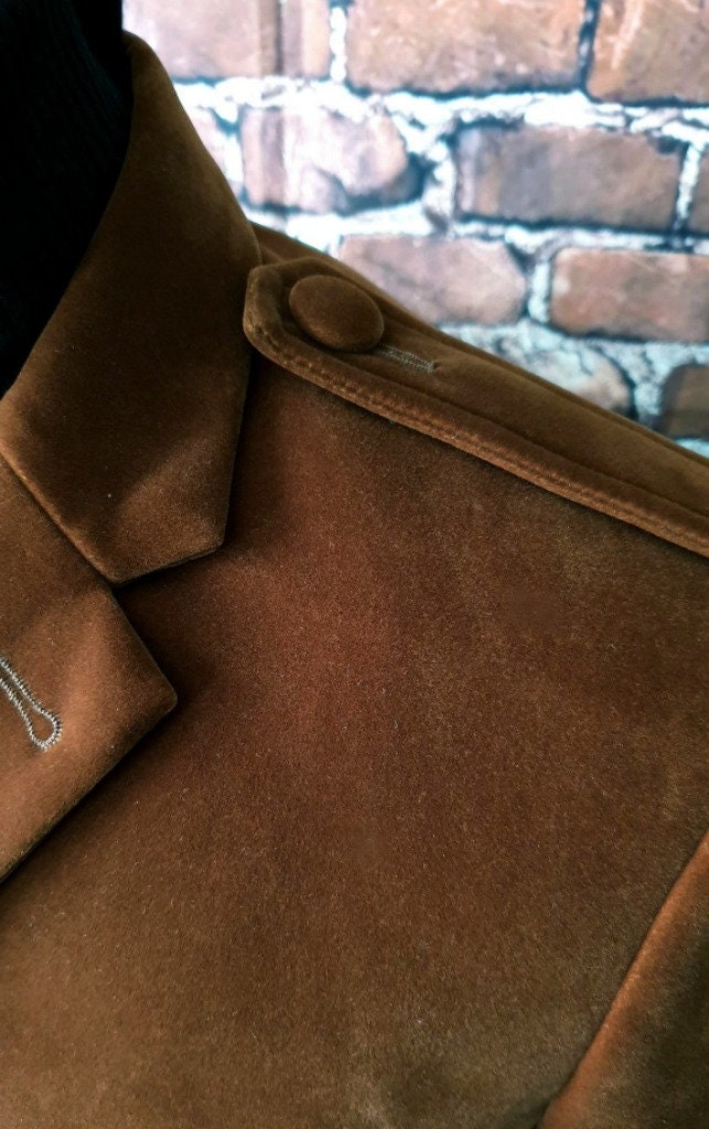 Tobacco Velvet Safari Jacket Retro 1960's Mod Jacket 4 Top Flap Pocket ...