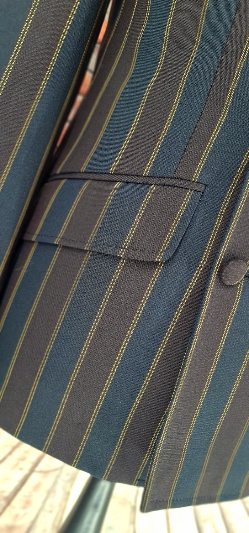 Navy & Burgundy Striped Boating Blazer Mod Jacket Striped Jacket Sport ...