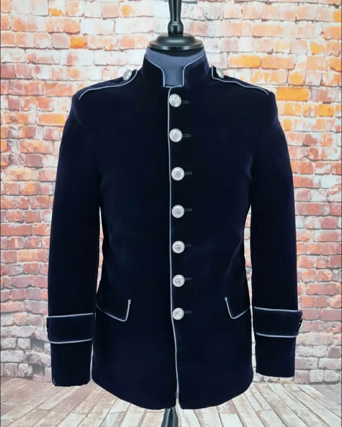 Navy Velvet Military Style Jacket Retro 1960's Mod Jacket Tailor Fit - Etsy