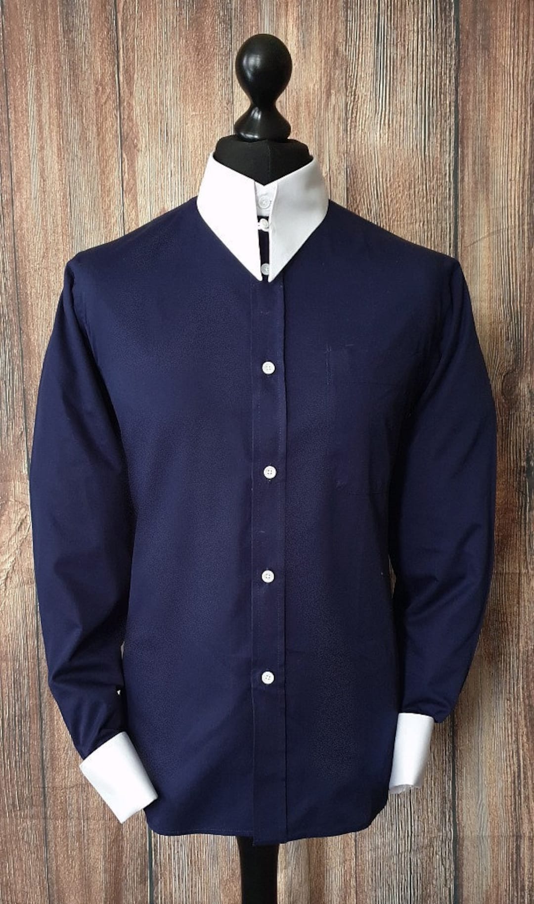 Mens Spearpoint Collar Brand New Parker 1960s Shirt Navy and White ...