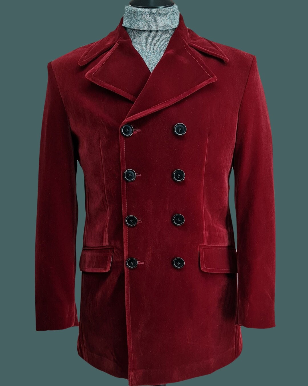 Copperfield Modclothin Burgundy Velvet Jacket Retro 1960's 8 Double ...