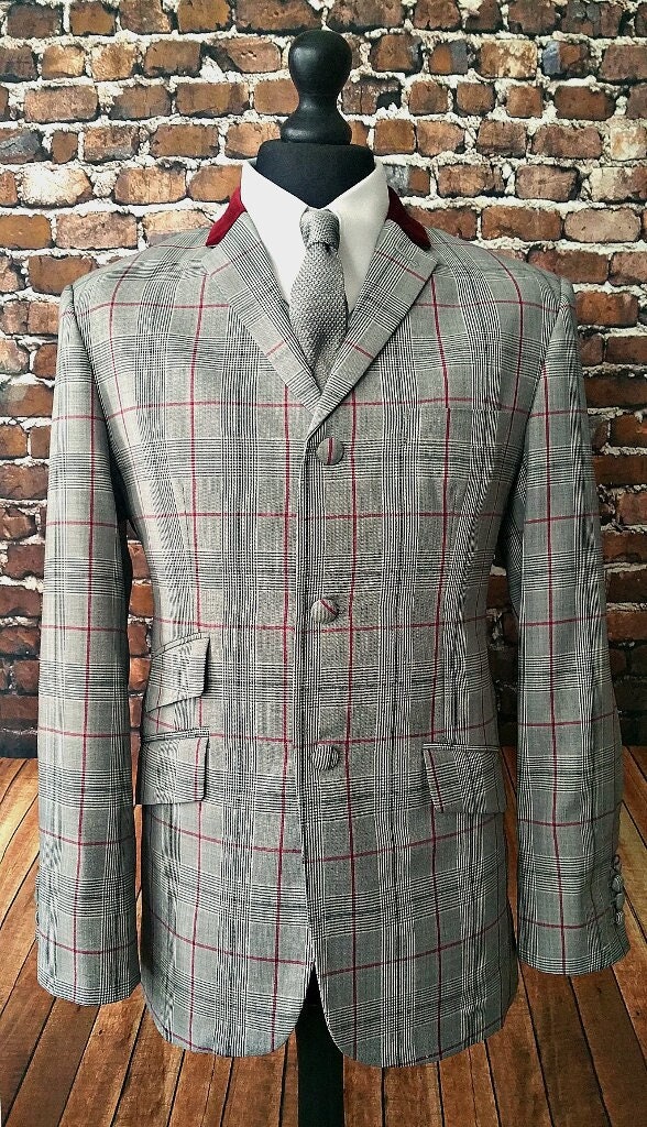 Mod Suit is a Beauty Grey & Red Prince of Wales Check. Hand Cut From a ...