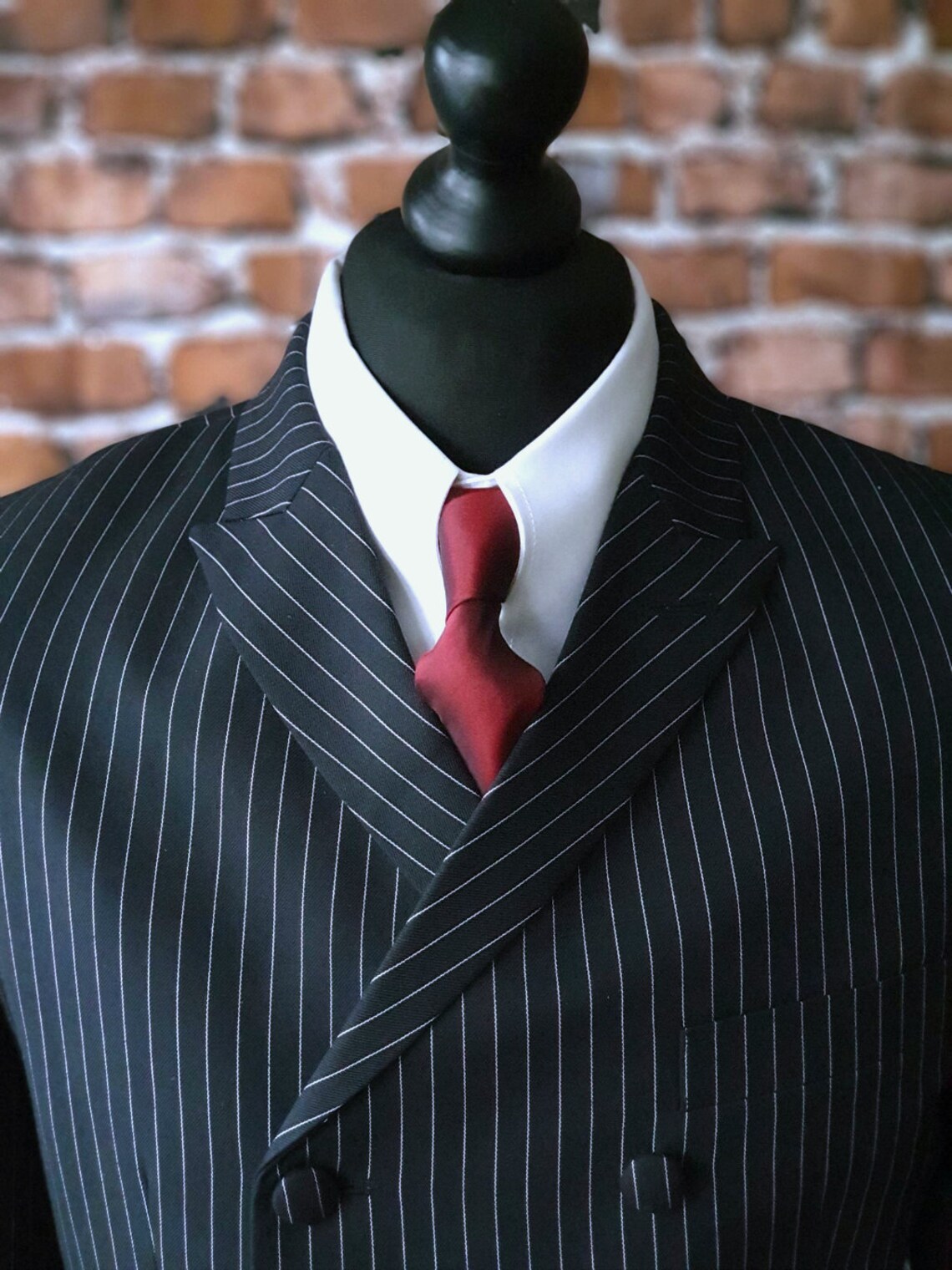Mod Suit Double Breasted Suit Black and White Pinstripe 100% Wool Mix ...