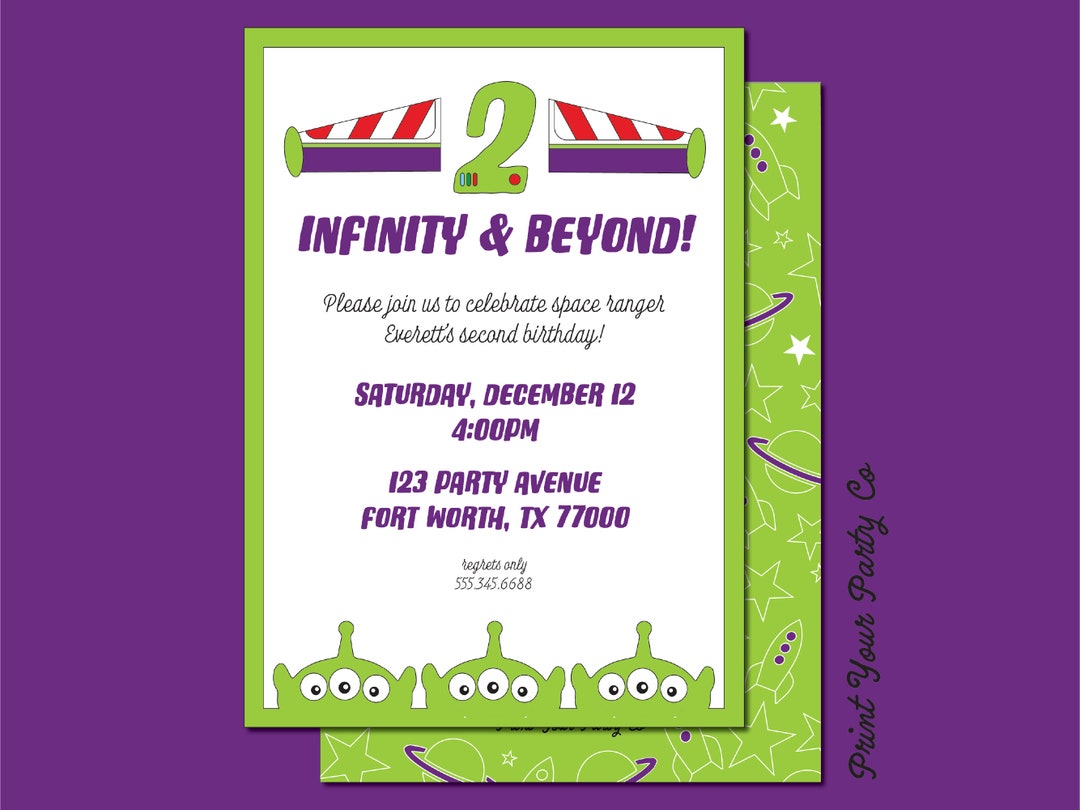 Buzz Lightyear 2nd Birthday Invitation_custom Digital Download - Etsy