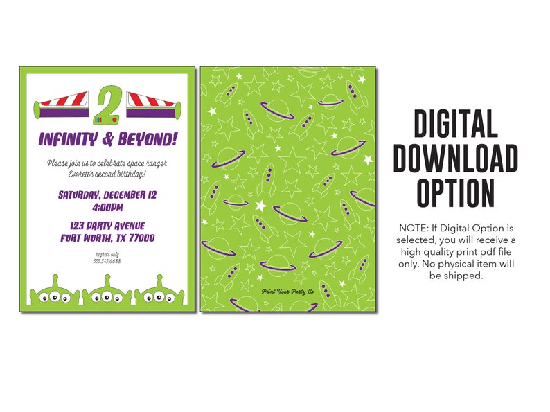 Buzz Lightyear 2nd Birthday Invitation_custom Digital Download - Etsy