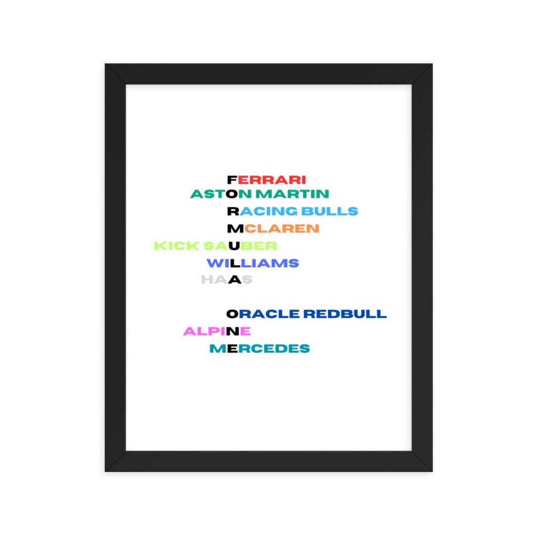 Formula One Teams- Framed Poster - Etsy