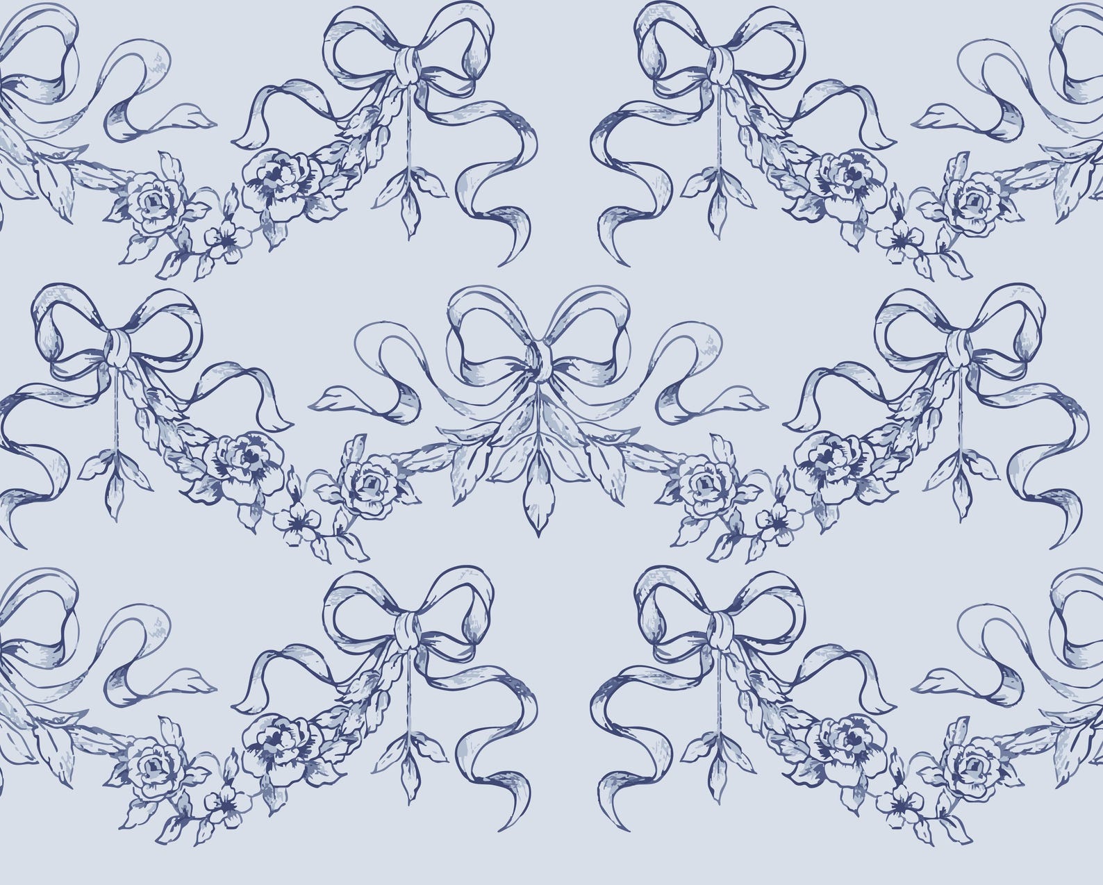 Hand Drawn Ribbons & Roses Garland – Illustration Vector (PSD File) - Etsy