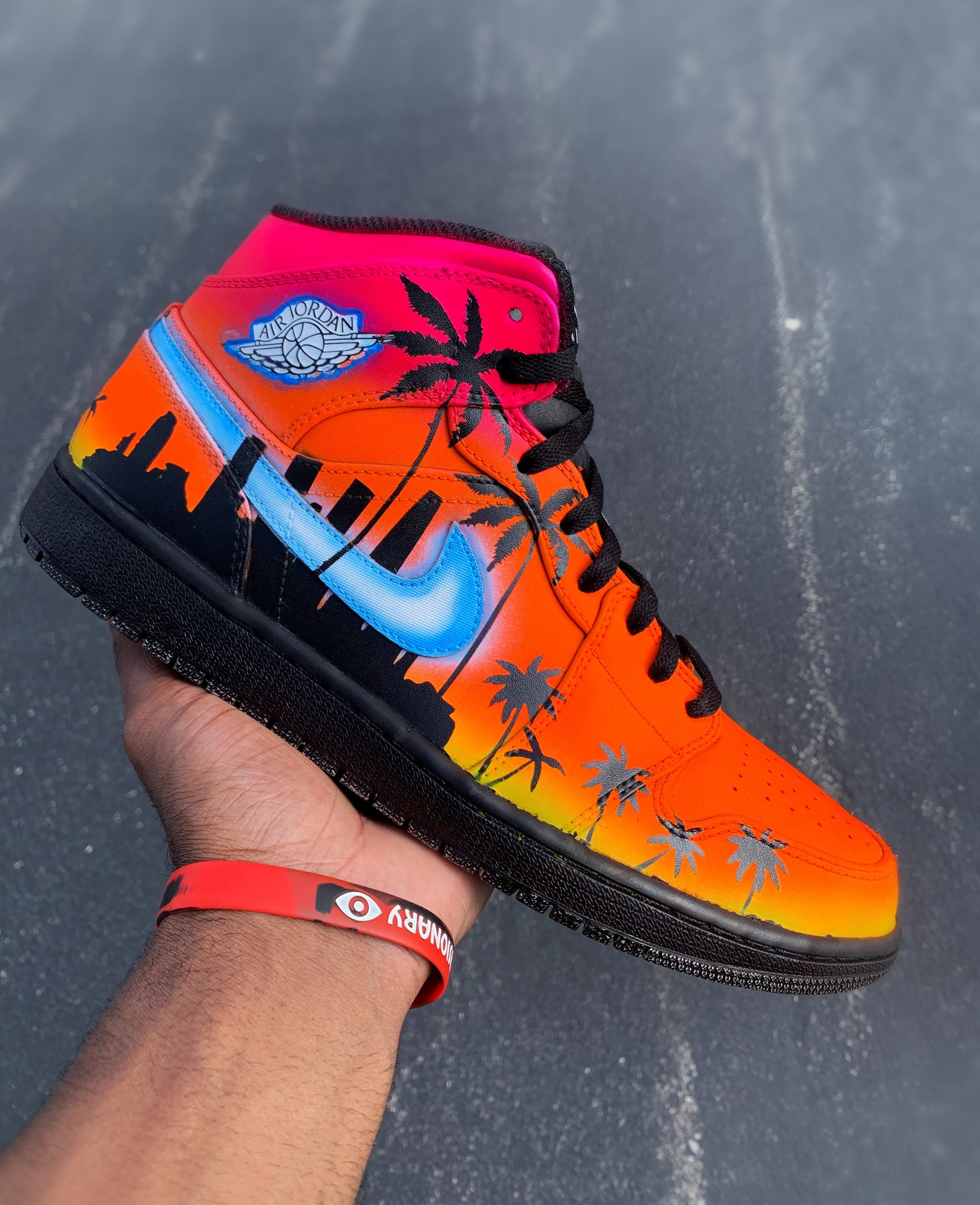 Custom Sunset Jordans, Vibrant Jordans, Sunset Sneakers, AJ1 Custom ...