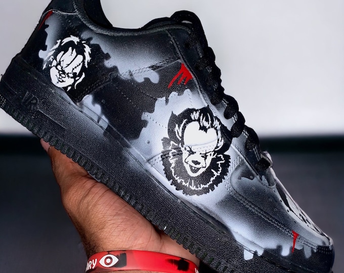 Custom Halloween Villain Black Air Force 1, Horror Art, Personalized ...