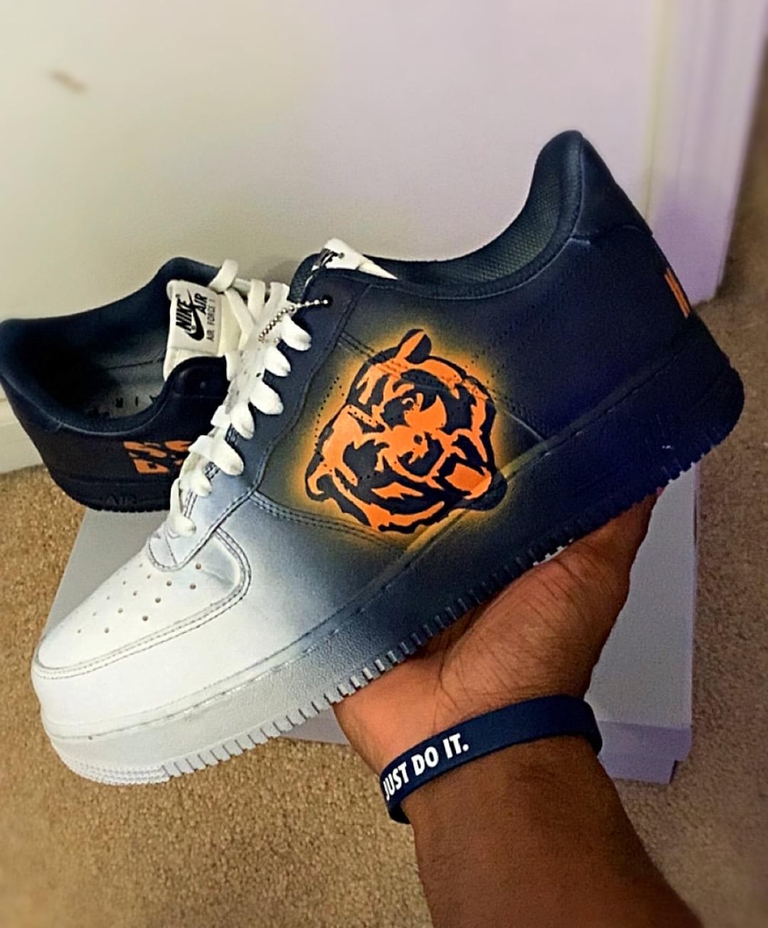 Hand Painted Chicago Bears AF1: Custom Sports Sneakers - Etsy