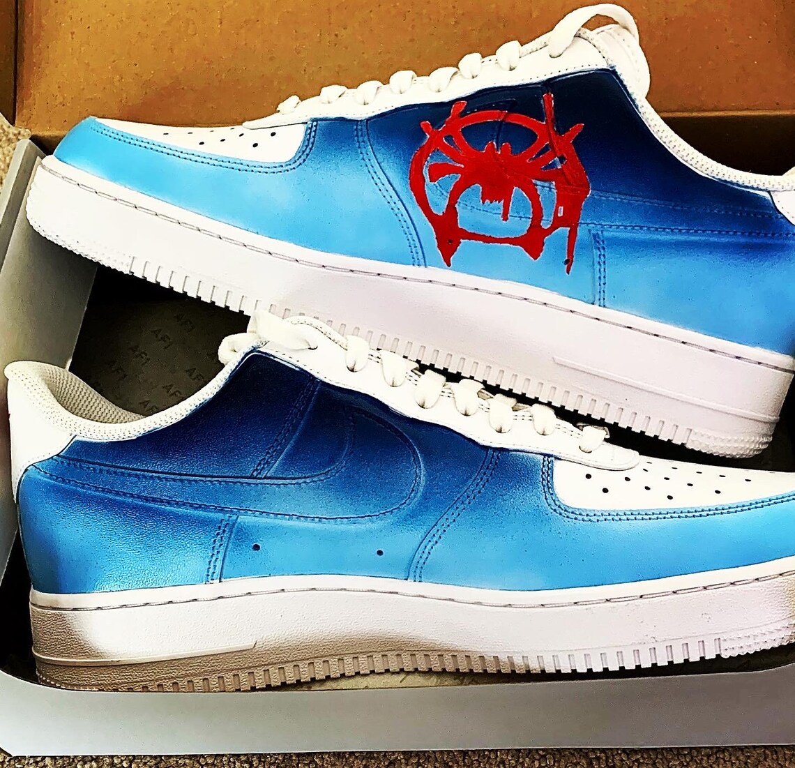 Custom Spider Man Af1s Sneakers & Athletic Shoes Marvel Custom Nike Air ...
