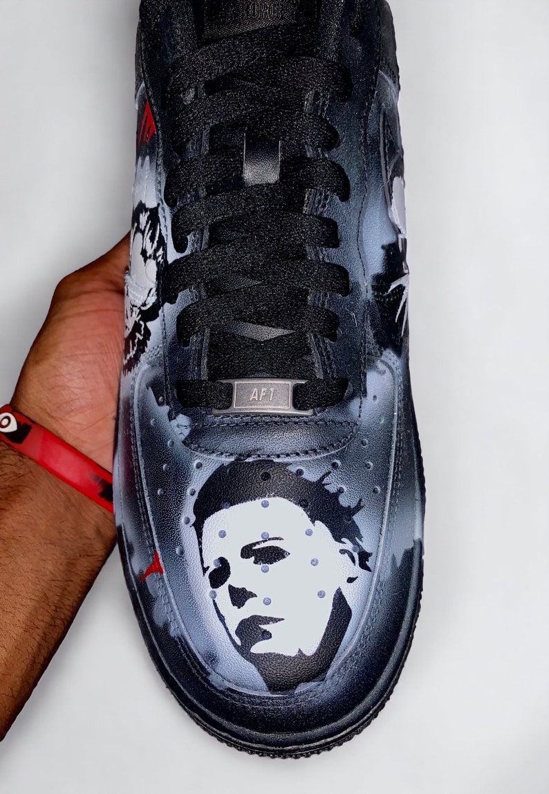 Custom Halloween Villain Black Air Force 1, Horror Art, Personalized ...