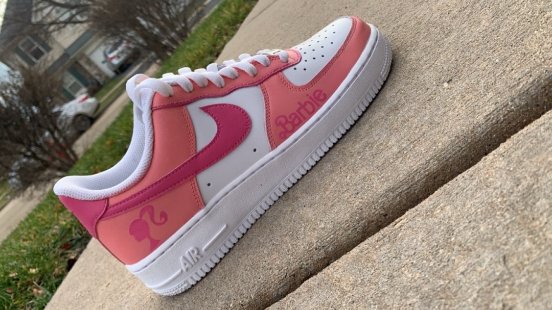 Hand-painted Barbie Air Force 1s: Custom Pink Women's Hightops - Etsy