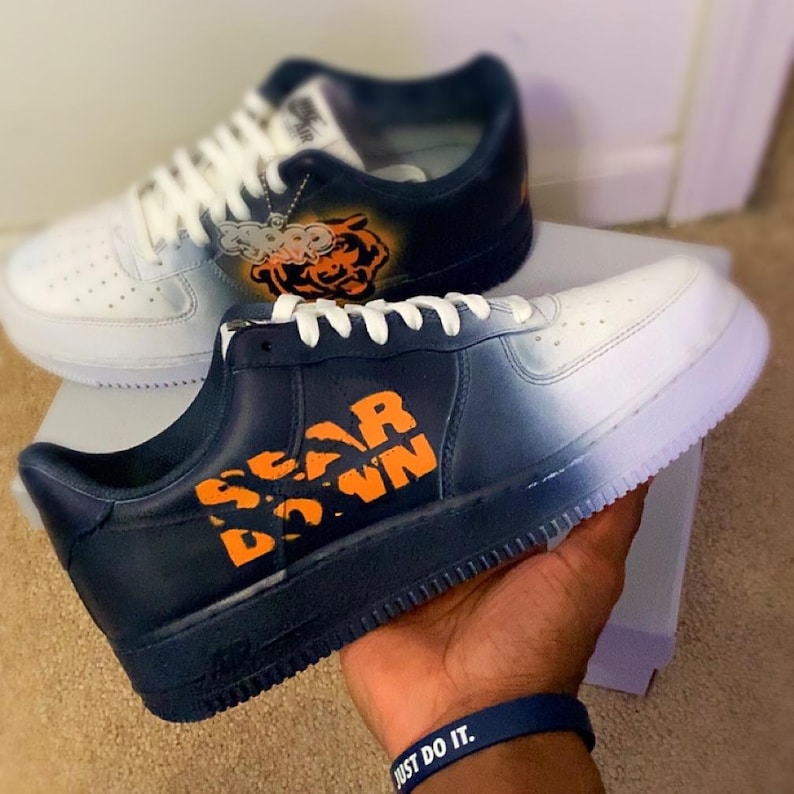Hand Painted Chicago Bears AF1: Custom Sports Sneakers - Etsy
