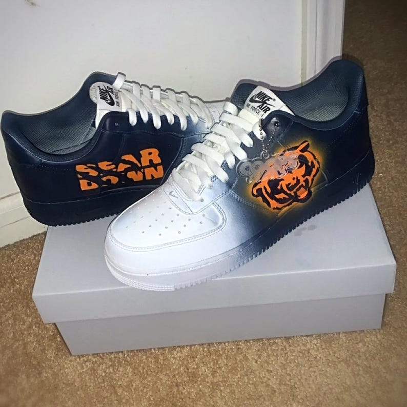 Hand Painted Chicago Bears AF1: Custom Sports Sneakers - Etsy