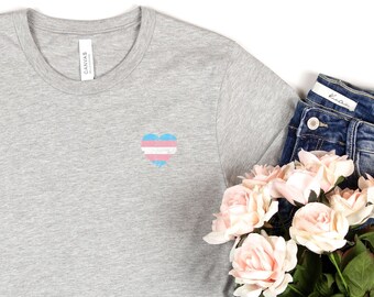 Trans Shirt With Transgender Pride Flag Love Heart | Etsy