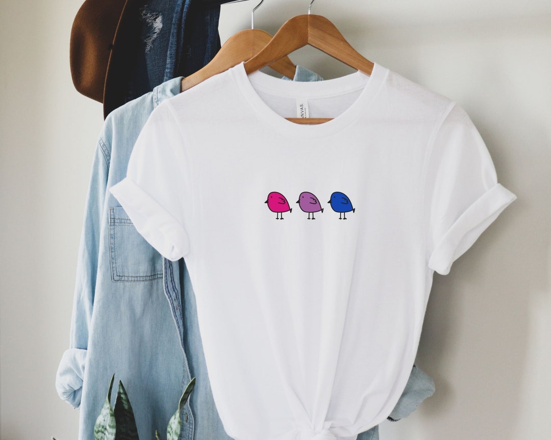 Bisexual Shirt With Bisexual Pride Flag Colored Cute Birds, Gay Pride ...