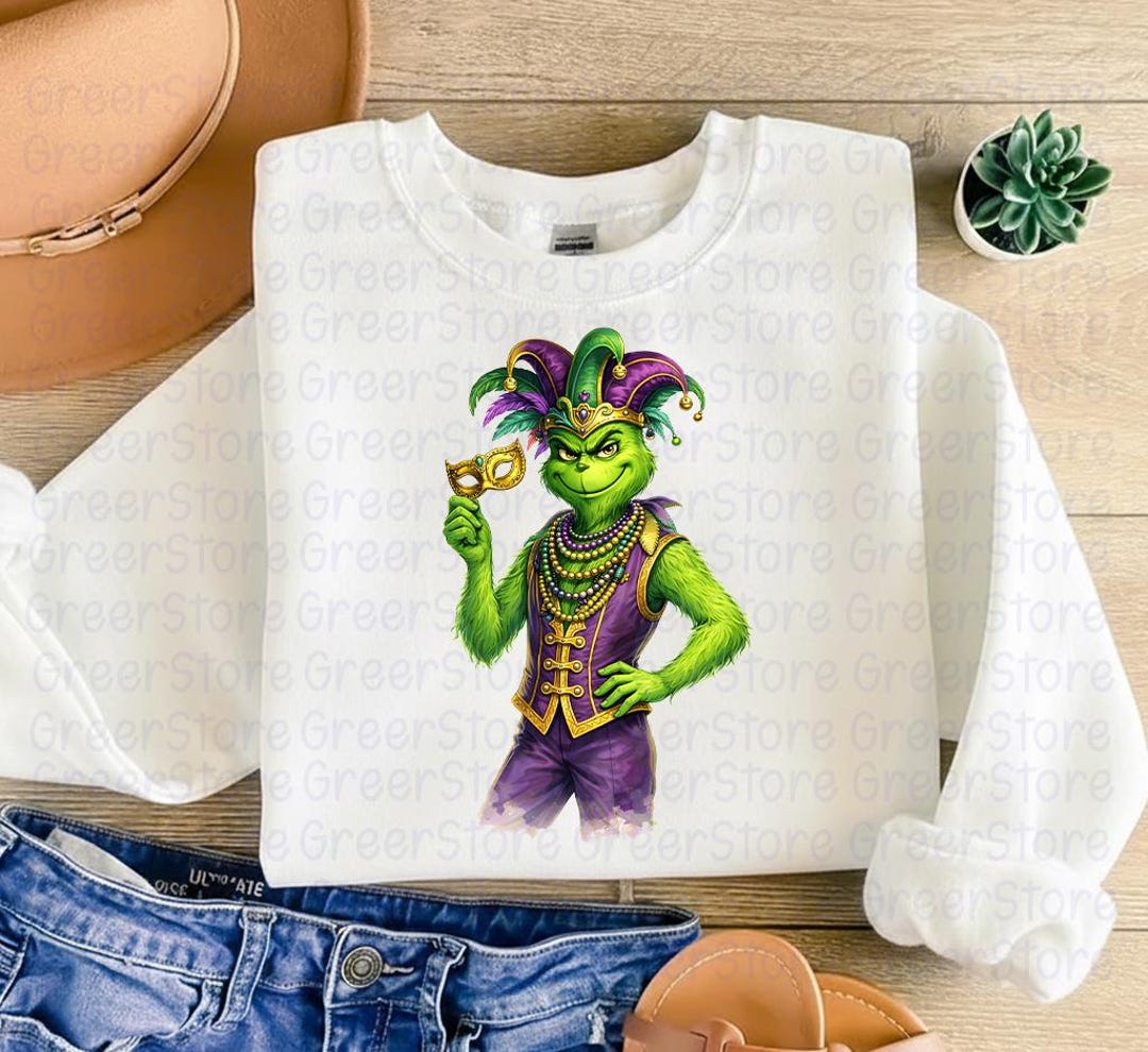 Mardi Gras Grinch Shirt, Louisiana Festival Tee, Grinch Jester Costume ...