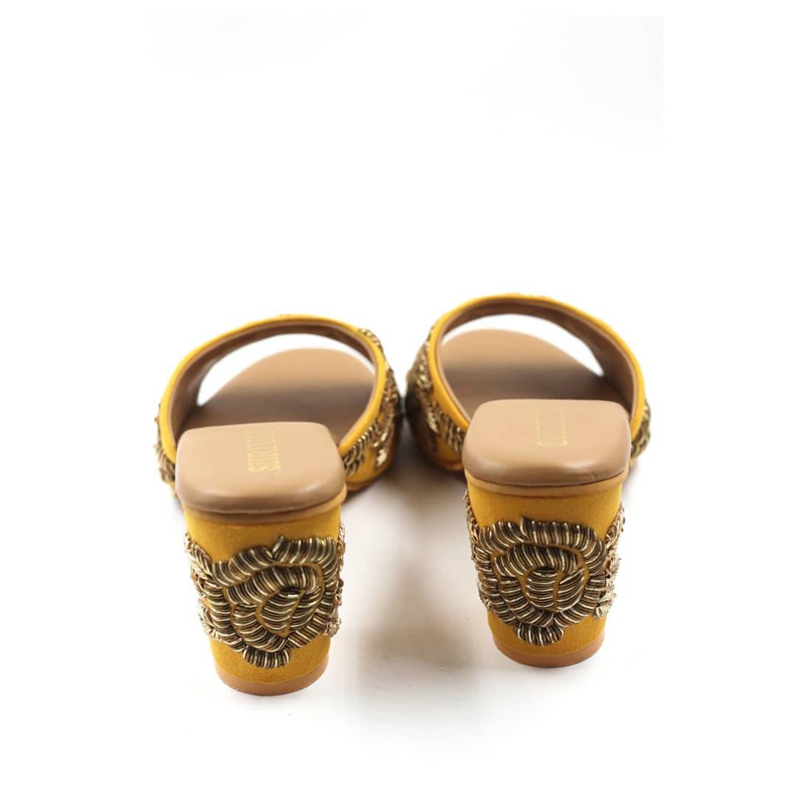 Ethnic Indian Women Mustard Heel With Embroidery Wedding Heels - Etsy UK