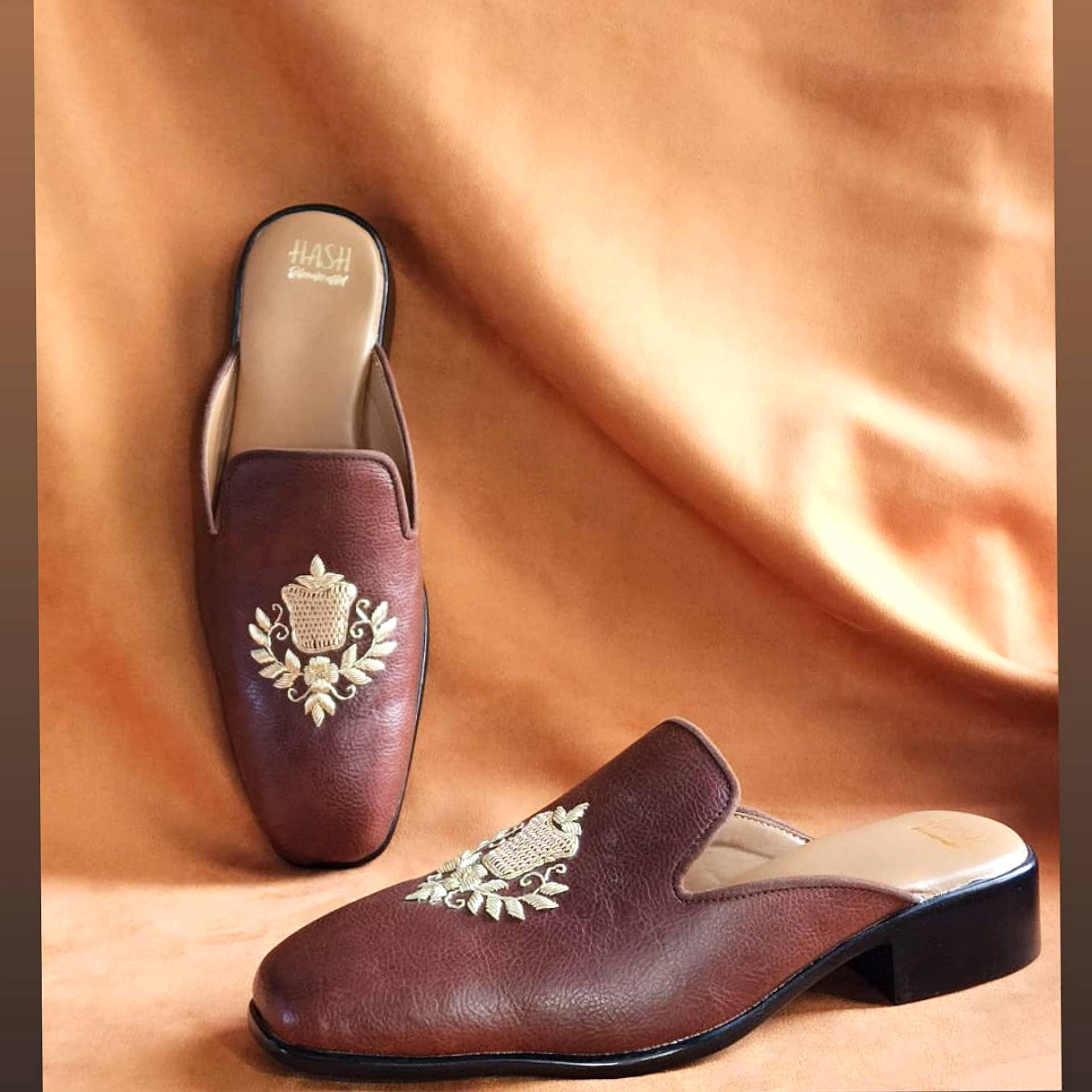 Hand Embroidered Vegan Leather Mules | Indian Groom Shoes - Etsy