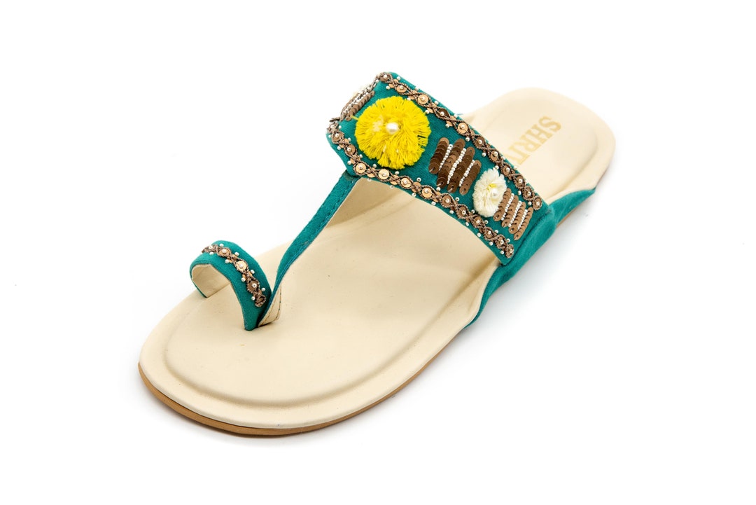 Ethnic Indian Women Handmade Organic Suede Kolhapuri Slip Ons Flats ...