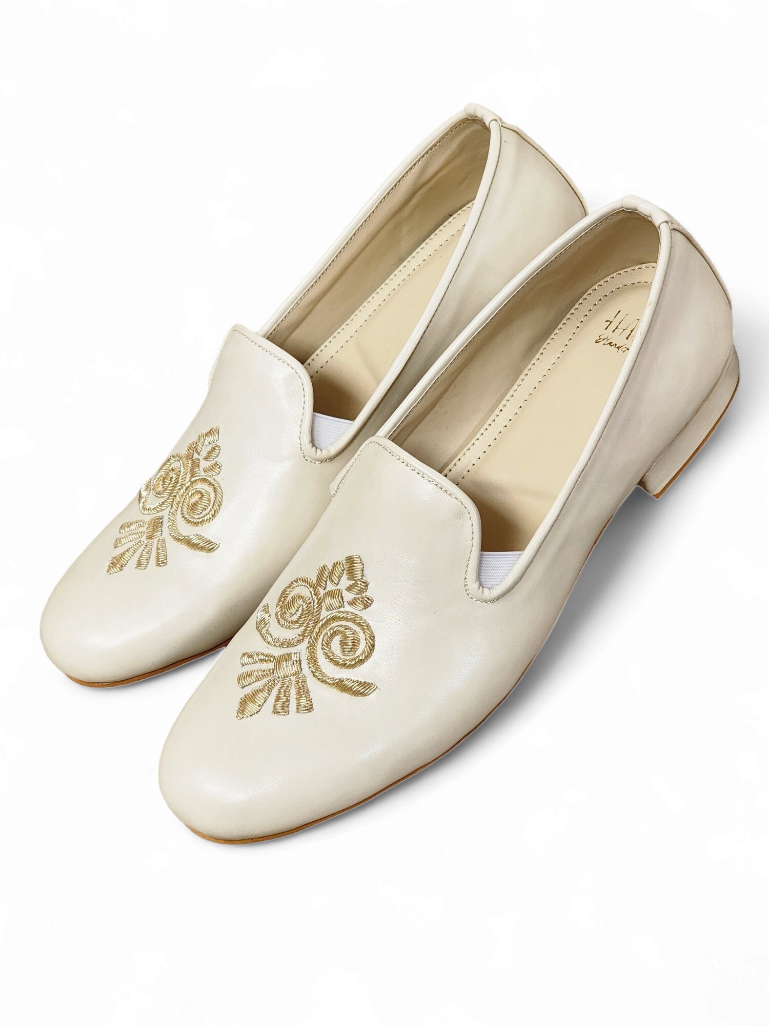 Men Cream/off White/ Ivory Embroidery Leatherette Men Loafers - Etsy