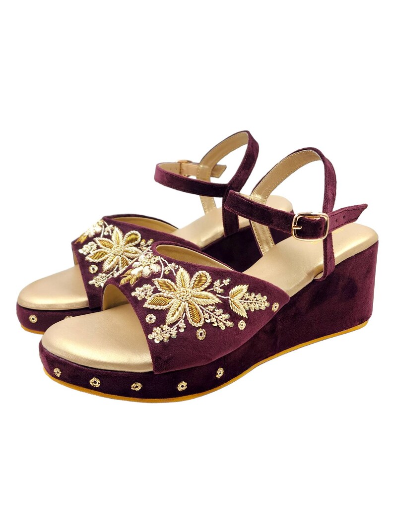 Dark Maroon Wine Velvet Women Wedding Sandals Wedding Shoes Wedding ...