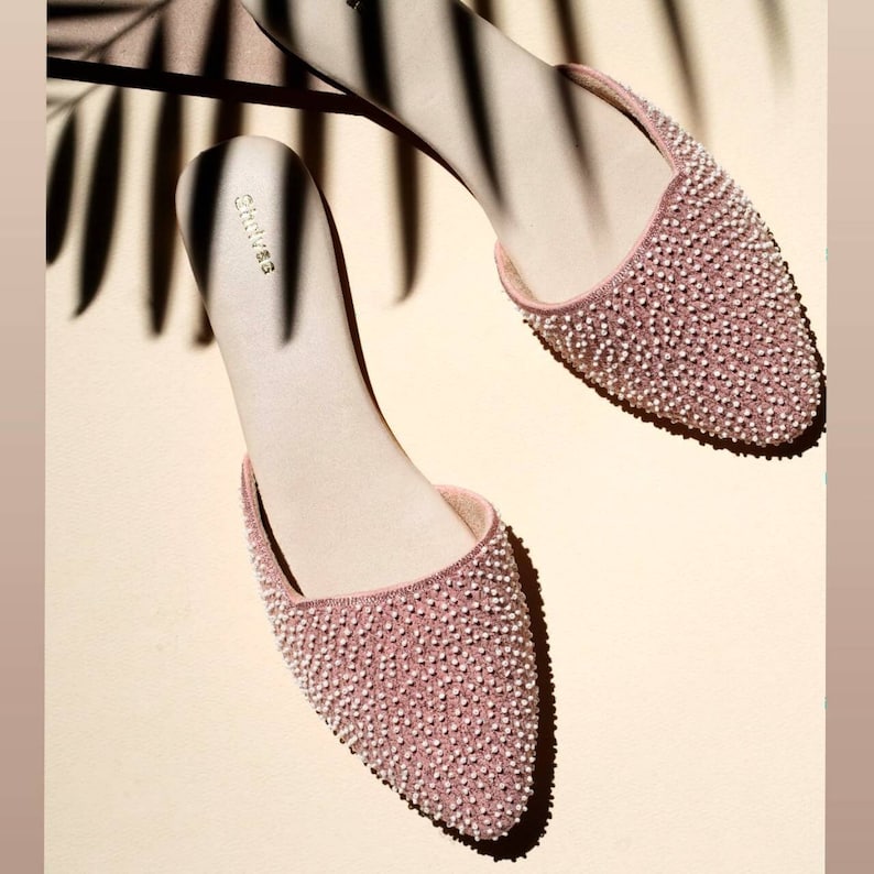 Women's Mules Heel ,embroidery Mules Slipons, Suede Mules ,light Pink ...