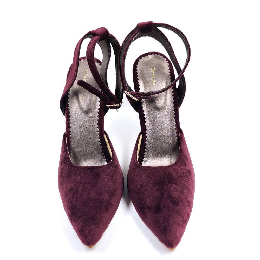 Wine Color Premium Velvet 4 Inch High Heel Stilleto Bridal - Etsy