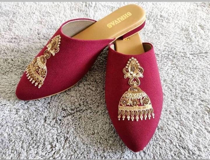 Women's Mustard Yellow Suede Embroidered Mules ,handcrafted Designer ...