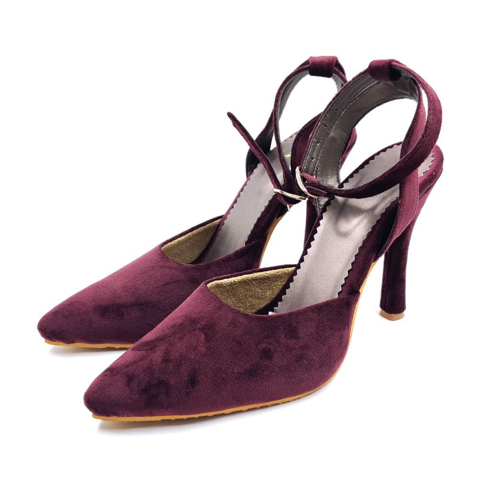 Wine Color Premium Velvet 4 Inch High Heel Stilleto Bridal - Etsy