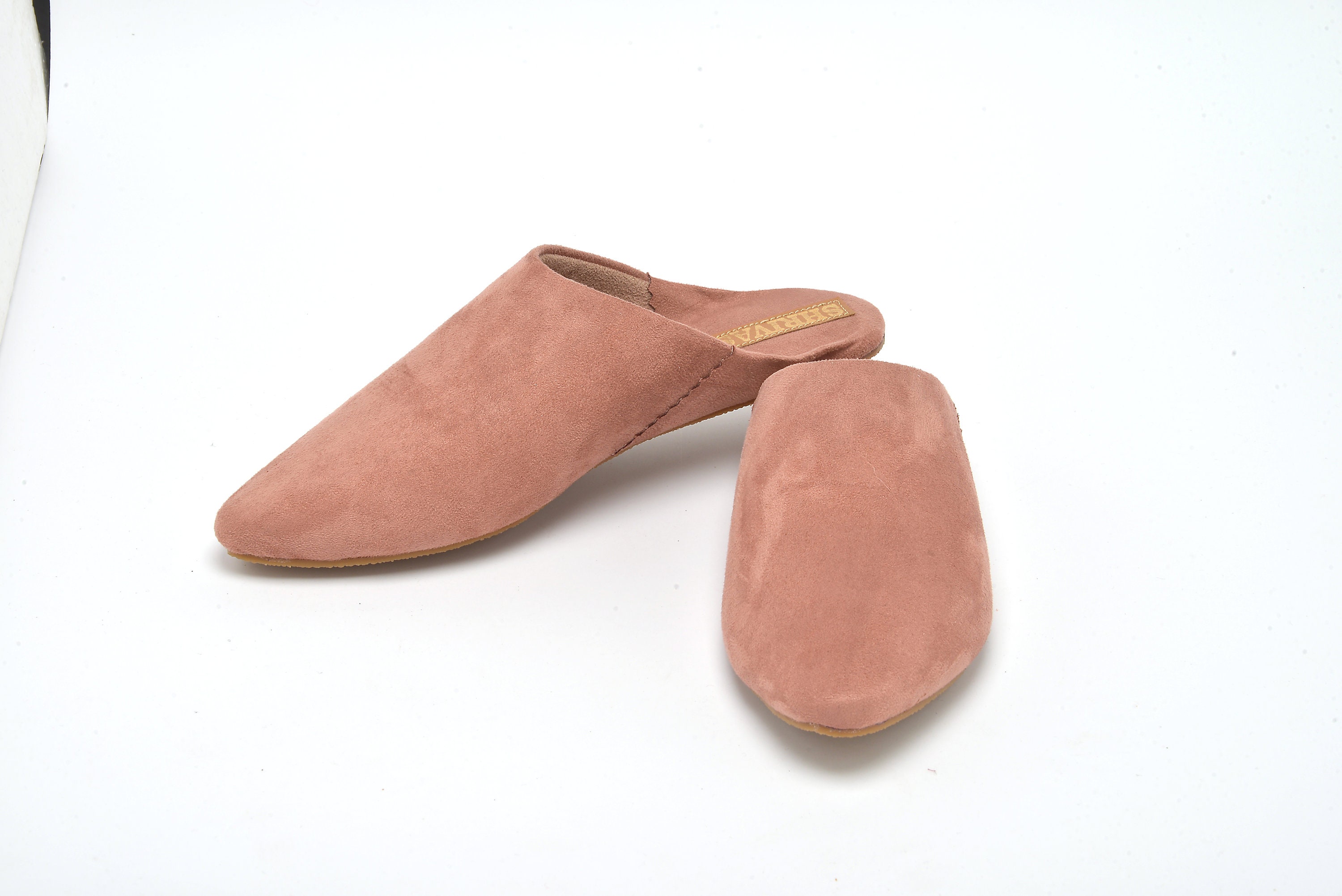 Moroccan Suede Pointy Babouche, Moroccan Slippers, Summer Mules, Womens ...