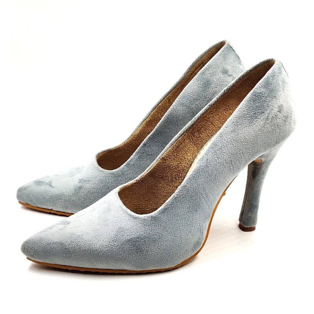 Light Sky Blue Premium Velvet 4 Inch High Heel Stilleto Bridal Stiletto ...
