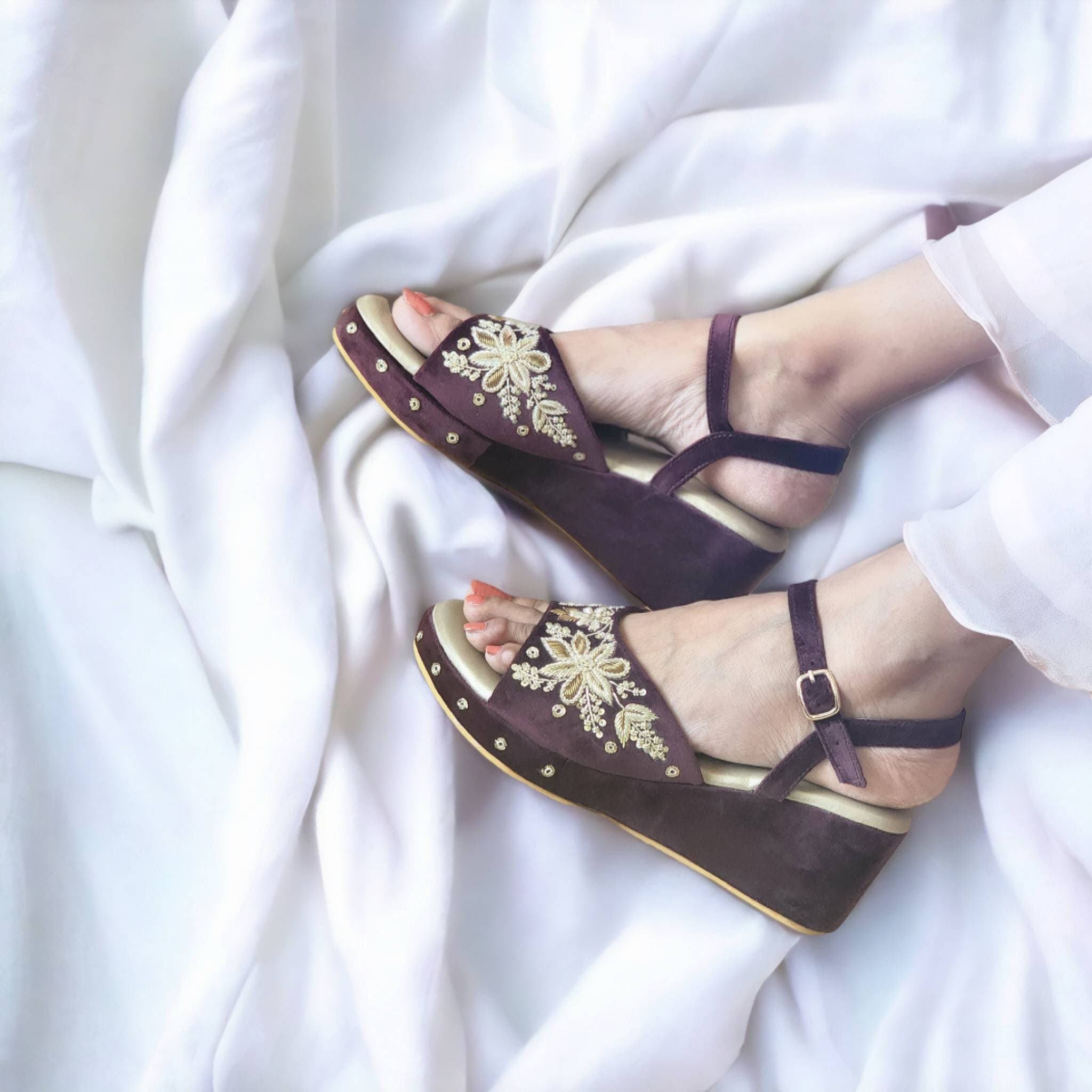Dark Maroon Wine Velvet Women Wedding Sandals Wedding Shoes Wedding ...