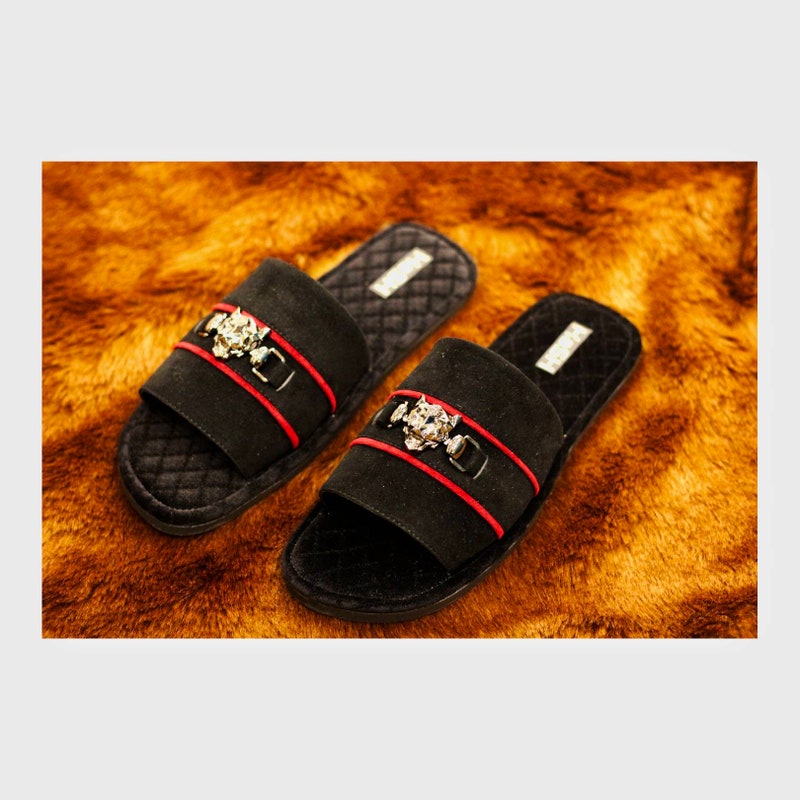 Black Slippers - Etsy