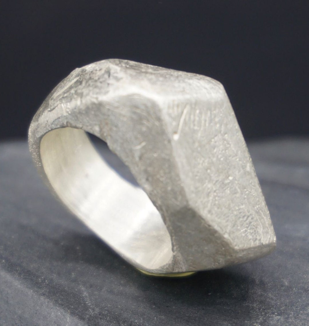 Signet Silver Ring With Asymmetrical Top , Silver Seal Ring - Etsy