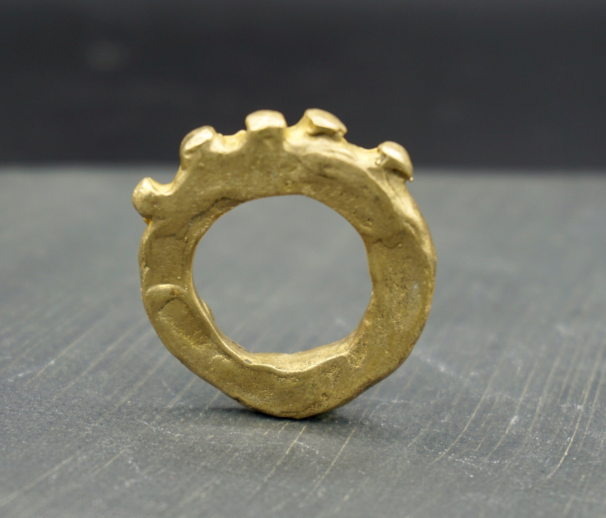 Brass Crown Ring, Sculpted Ring With a Material Look, African-inspired ...