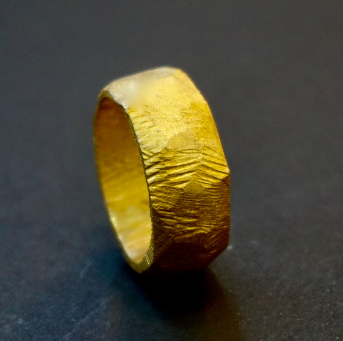 Faceted Texture Band Ring - Etsy