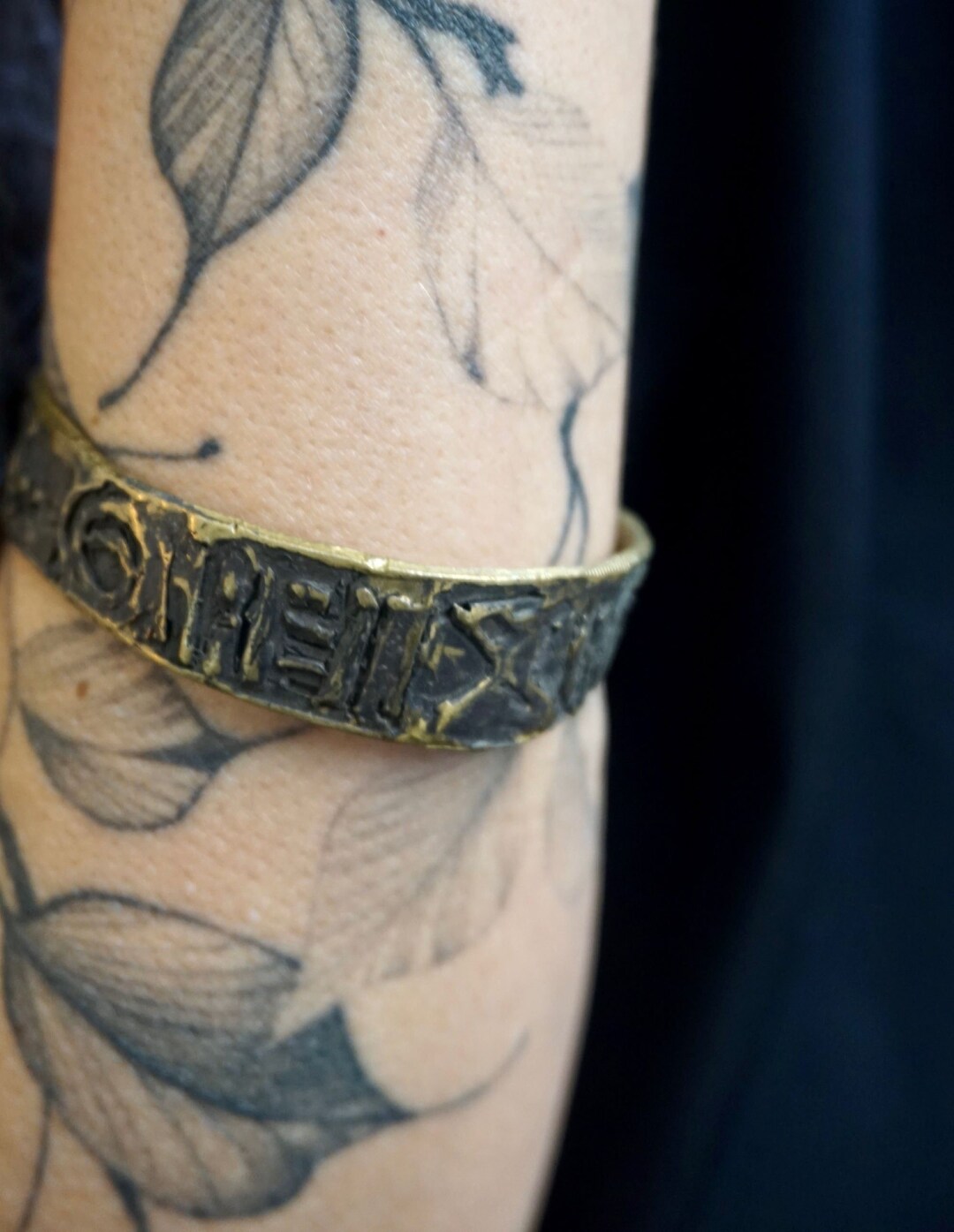 Blackened Cuff Bracelet , Open Brass Women Bracelet ,a Hammered Bracelet Inspired by an Ancient ...