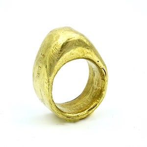 Brass Signet Ring for Women ,wide Seal Ring Thick and Chunky With ...