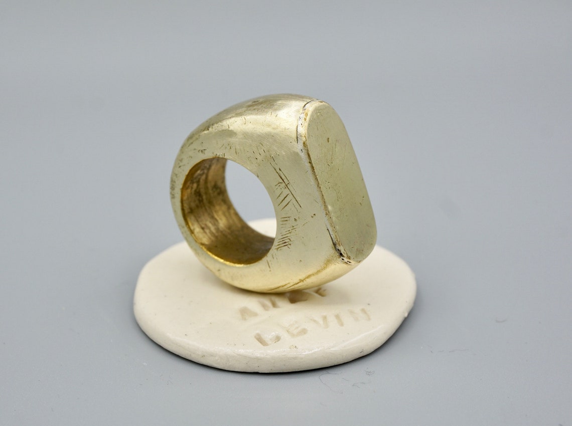 Signet Brass Ringbrass Seal Ring Wide Seal Ring Unique Seal - Etsy