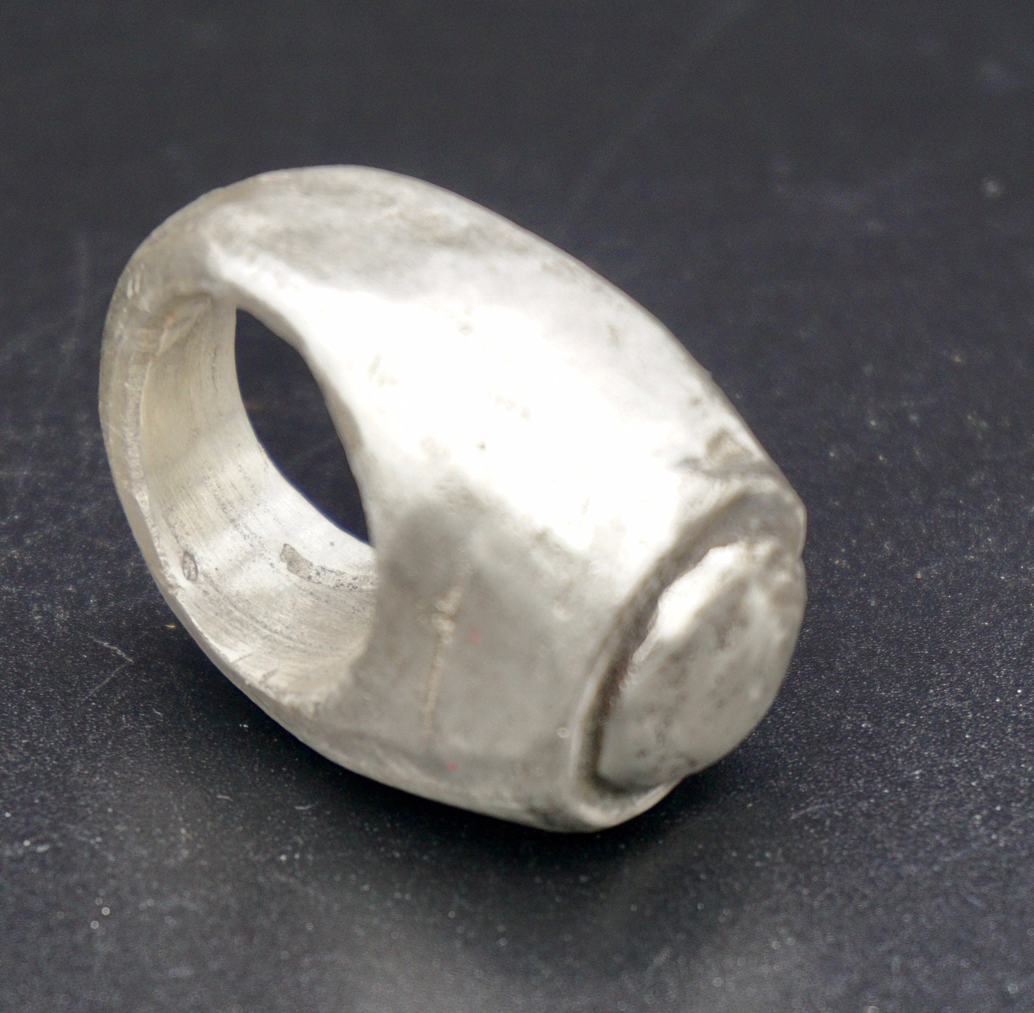 Silver Dome Ring, A Ring With a Round Top in the Center of a Silver ...