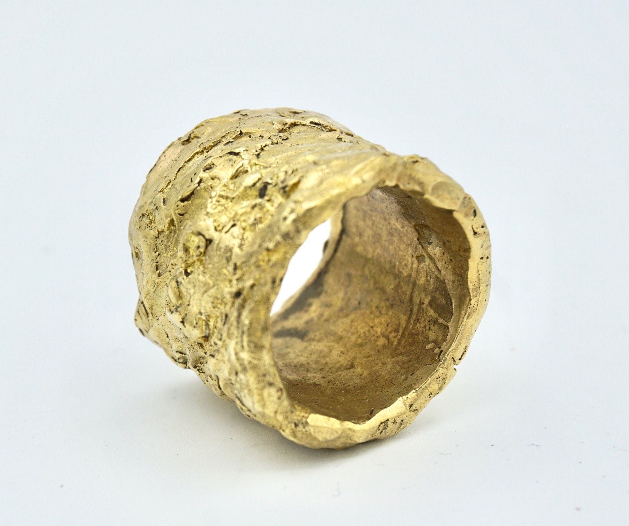 Textured Brass Ring,wide Ring, Brass Band Ring, Uniquely Designed Ring ...