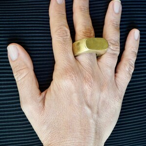 Signet Brass Ring,brass Seal Ring, Wide Seal Ring, Unique Seal Ring ...